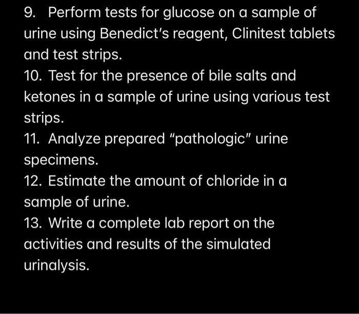 9 perform tests for glucose on a sample of urine using benedicts ...