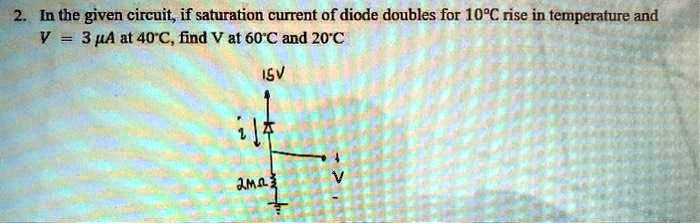 SOLVED: In the given circuit, if the saturation current of the diode ...