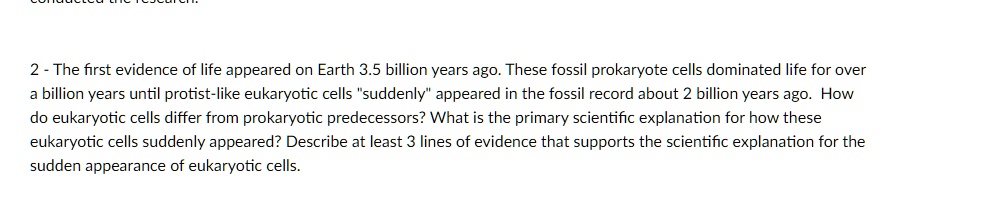 the first evidence of life appeared on earth 35 billion years ago these ...