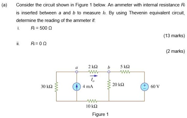 (a) Consider the circuit shown in Figure 1 below. An ammeter with ...
