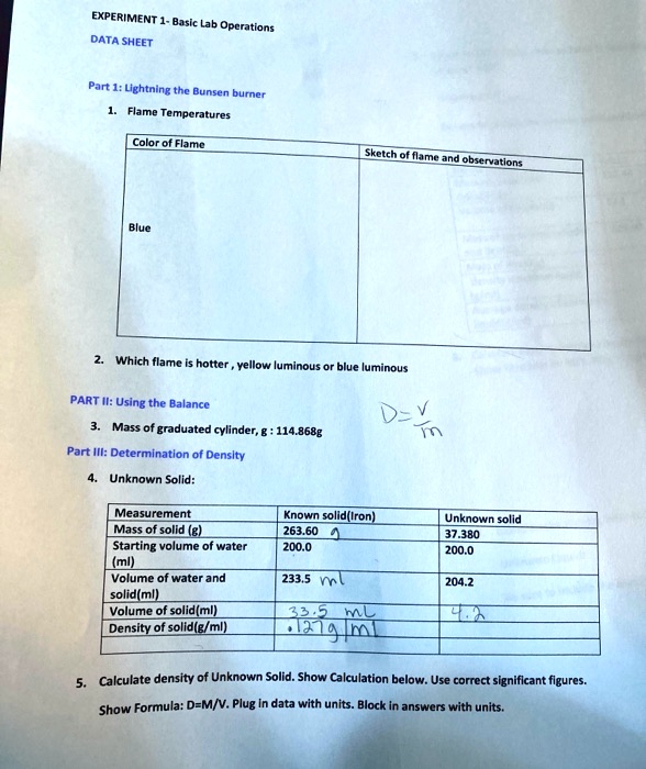 EXPERIMENT 1- Basic Lab Operations DATA SHEET Part 1: Lightning the ...