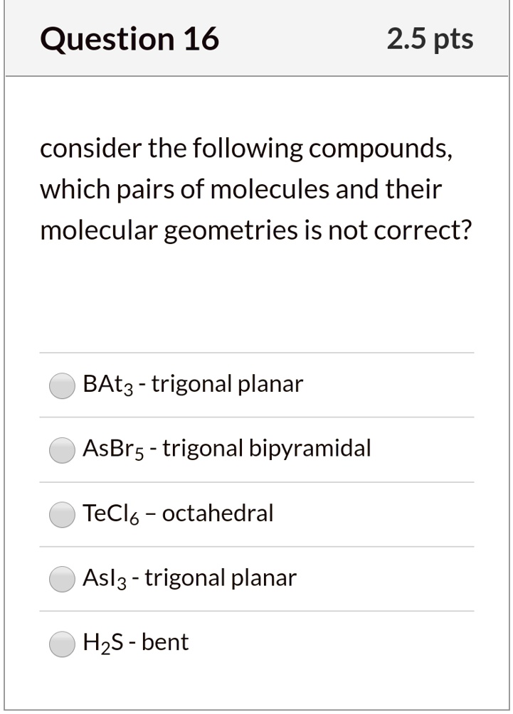 SOLVED: Consider the following compounds. Which pairs of molecules and ...