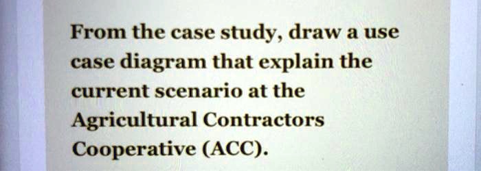 SOLVED: From the case study, draw a use case diagram that explains the ...