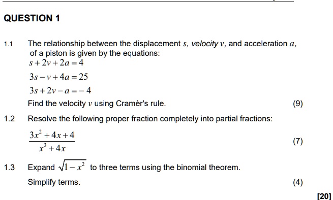 SOLVED: QUESTION The relationship between the displacement , velocity V ...