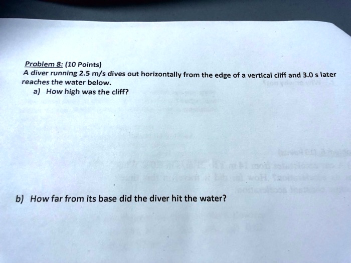 SOLVED: Problem 8: (10 Points) diver running 2.5 m/s dives out ... SOLVED: Problem 8: (10 Points) diver running 2.5 m/s dives out ...