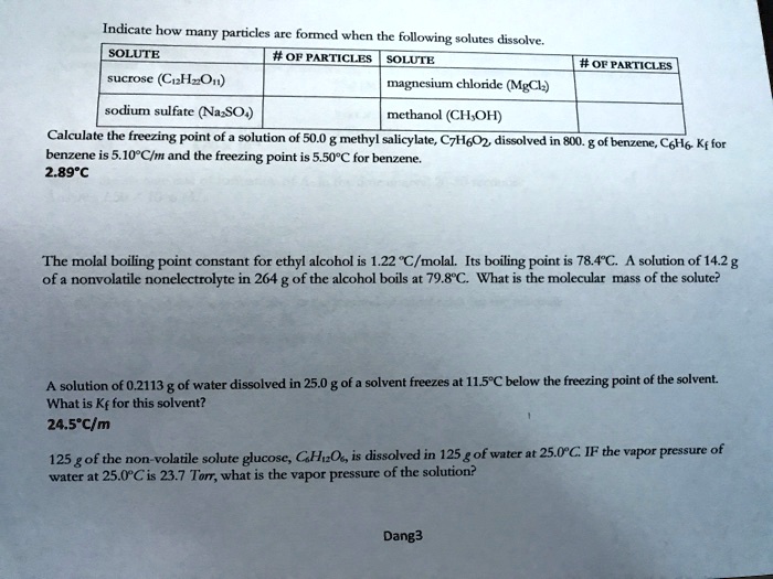 SOLVED: Indicate how IAnI parncles are formed when the following solutcs dissolve. SOLUTE #OF ...