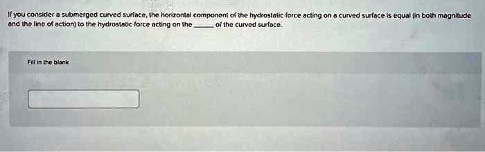 SOLVED: If you consider a submerged curved surface, the horizontal component of the hydrostatic ...