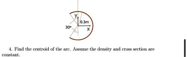 SOLVED: 0.3m 309 4. Find the centroid of the arc. Assume the density ...