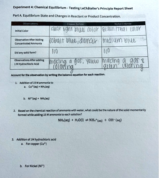 Chemical Equilibrium Lab Report Sample at Maria Couch blog