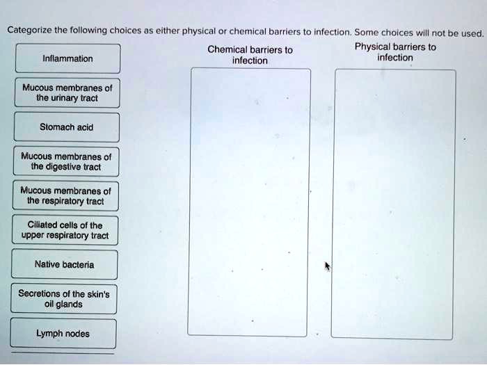 categorize the following choices as either physical or chemical ...