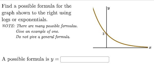 SOLVED: Find a possible formula for the graph shown to the right using ...