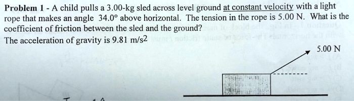 SOLVED: Problem 1 A child pulls a 3.00-kg sled across level ground at ...