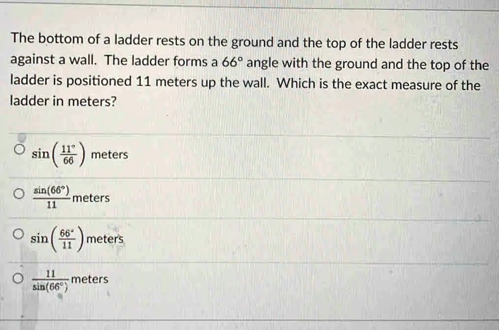 SOLVED: The bottom of a ladder rests on the ground and the top of the ...
