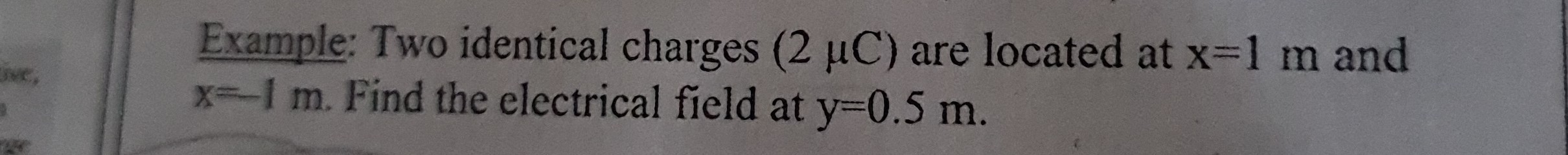 Example: Two identical charges (2 μC) are located at x=1 m and x=-1 m ...