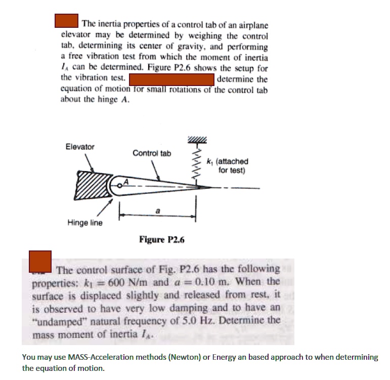 The inertia properties of a control tab of an airplane elevator may be ...