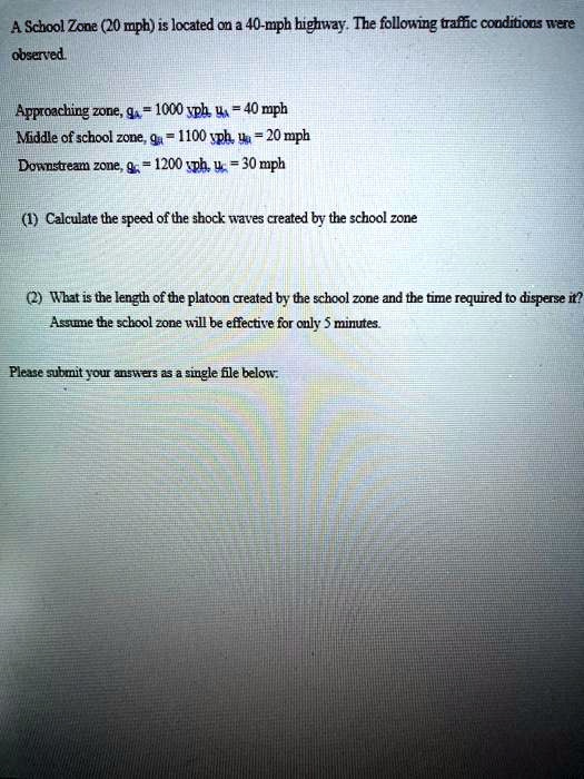A School Zone (20 mph) is located on a 40-mph highway. The following ...