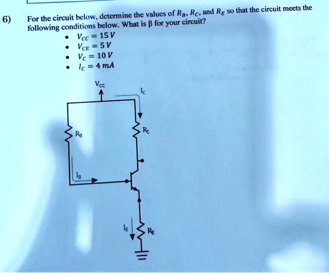 SOLVED: The values of Rg, Rc, and Rg S0 that the circuit meets the following conditions below ...