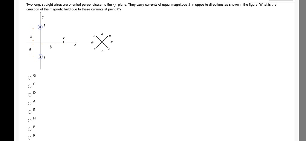 SOLVED: Twc long, straight wires are orianted perpendicular the xy-plane They carry currents ...