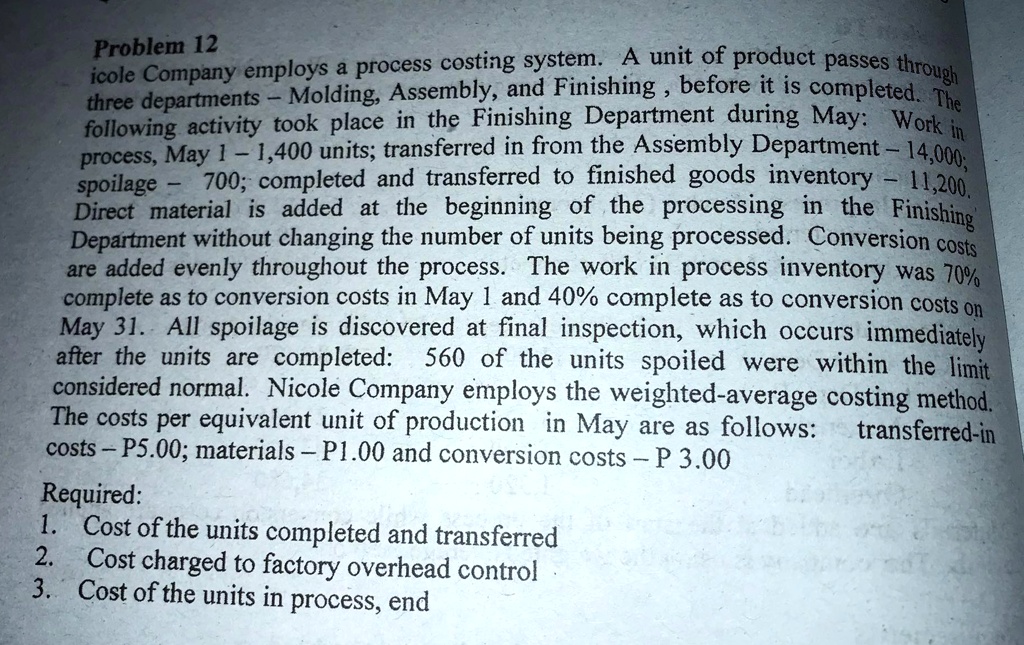 SOLVED: Using FIFO Method, what is the answer to the required questions? Problem 12 process ...