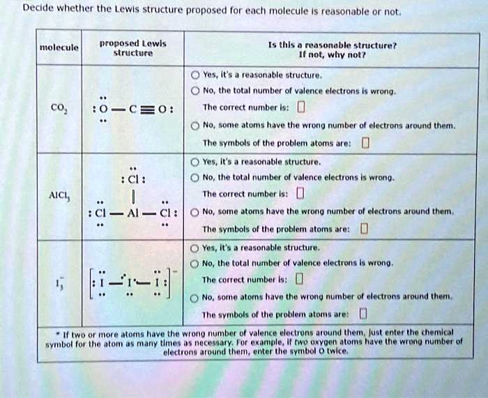 Decide whether the Lewis structure proposed for each...