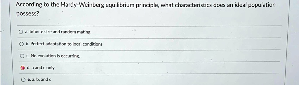 SOLVED: According to the Hardy-Weinberg equilibrium principle, what ...