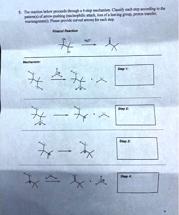 the reaction below proceeds through 4 stcp mechanism classify cach step ...