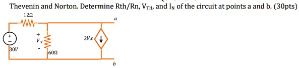 Thevenin and Norton. Determine Rth/Rn, VTH, and IN of the circuit at ...