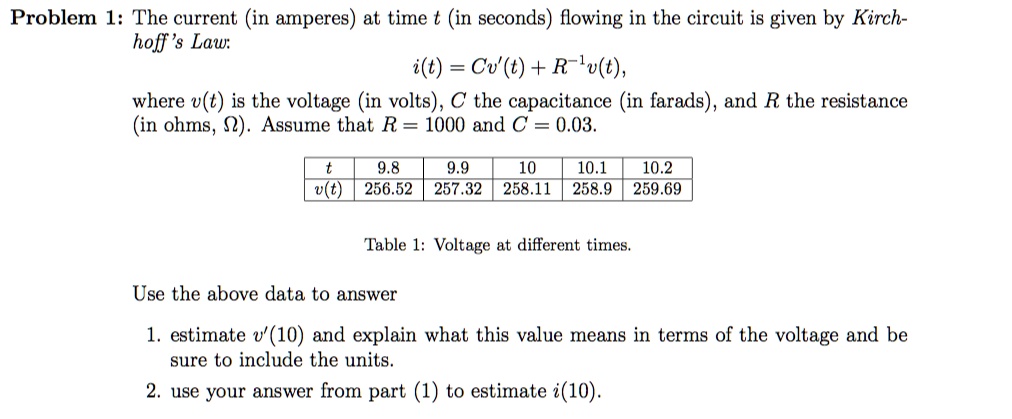 problem 1 the current in amperes at time t in seconds flowing in the ...