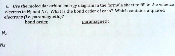 6. Use the molecular orbital energy diagram in the formula sheet to ...