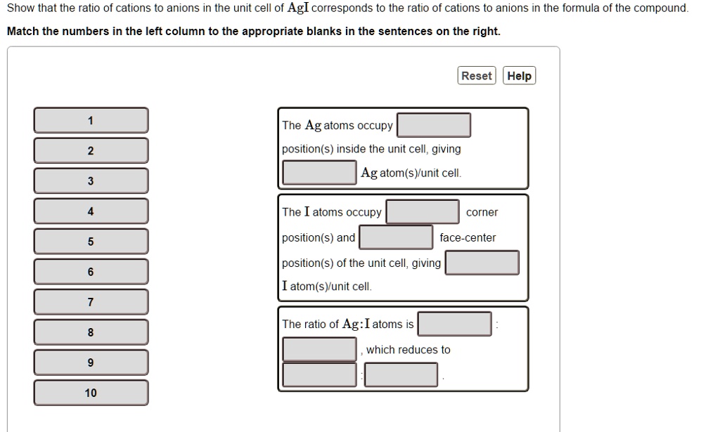 SOLVED: Show that the ratio of cations to anions in the unit cell of ...