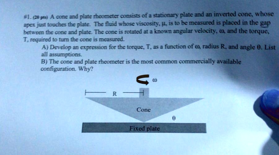 SOLVED: #1. ps A cone and plate rheometer consists of a stationary ...