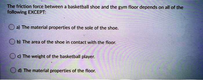 SOLVED: The friction force between a basketball shoe and the gym floor ...