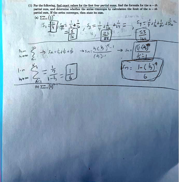 SOLVED:For thc following: find exect_values for_tbe first four partial ...