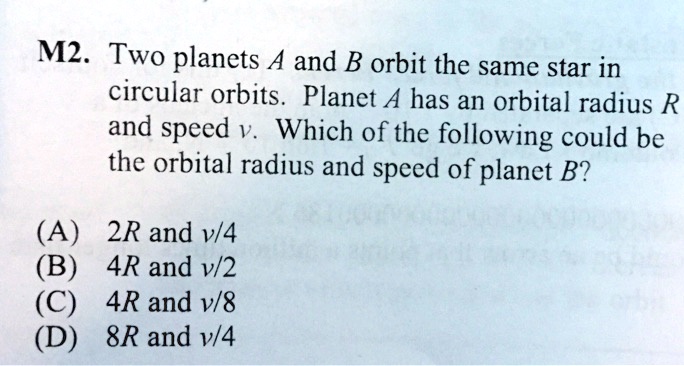 SOLVED: M2. Two planets A and B orbit the same star in circular orbits ...