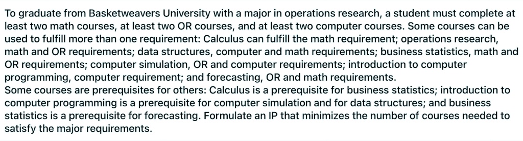 SOLVED: To graduate from Basketweavers University with a major in ...