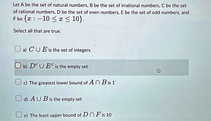 Let A be the set of natural numbers, B be the set of irrational numbers, C be the set of ...