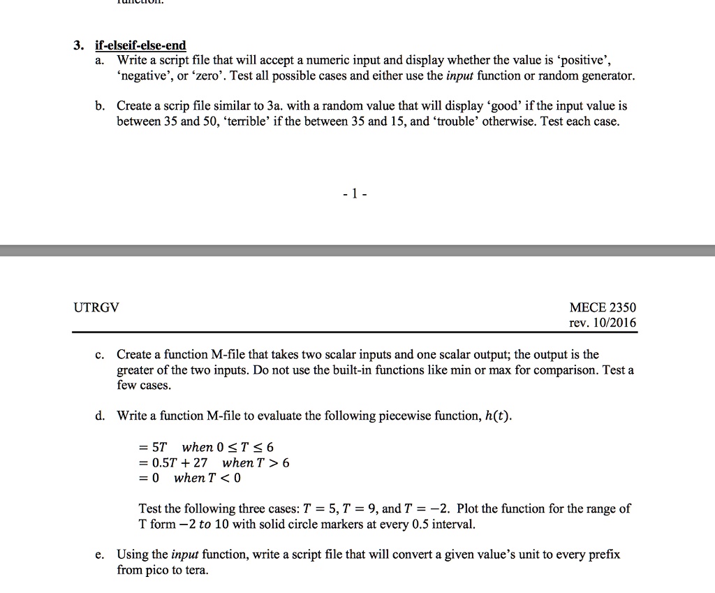 Solved 3if Elseif Else End A Write A Script File That Will Accept A Numeric Input And Display
