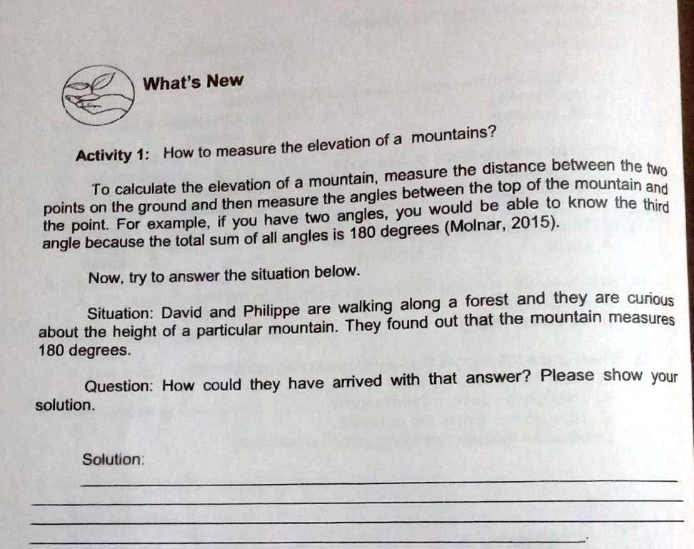whats new activity 1 how to measure the elevation of a mountains to ...