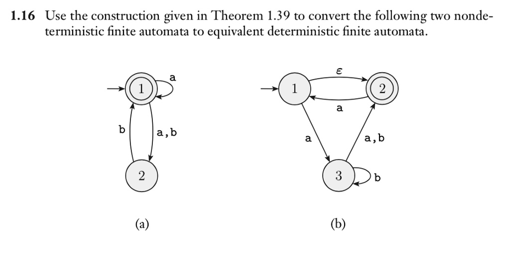 116 Use The Construction Given In Theorem 139 To Convert The Following Two Nonde Terministic