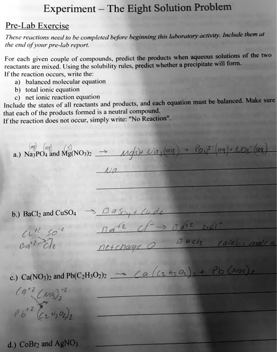 Experiment - The Eight Solution Problem Pre-Lab Exercise These ...