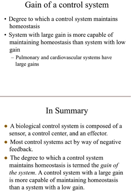 SOLVED: Gain of a control system Degree to which a control system ...