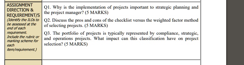 ASSIGNMENT DIRECTION REQUIREMENT/S (Identify the ILOs to be assessed at the end of each ...