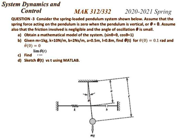 System Dynamics and Control 2020-2021 Spring MAK 312/332 QUESTION-3 ...