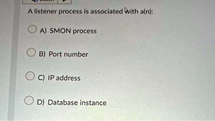 SOLVED: A listener process is associated with a(n) ASM ON process. B ...