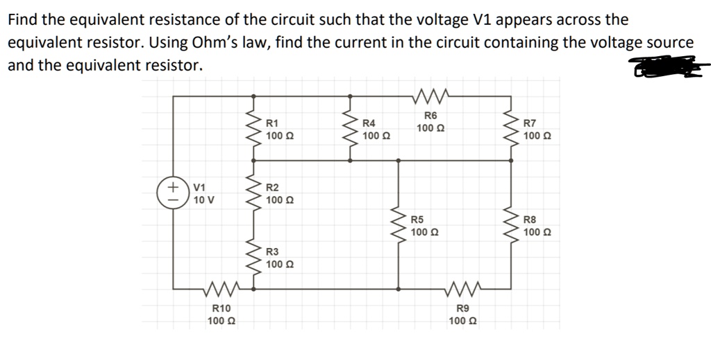 SOLVED: Find the equivalent resistance of the circuit such that the voltage V1 appears across ...