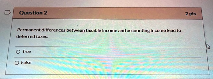 SOLVED: Permanent differences between taxable income and accounting ...