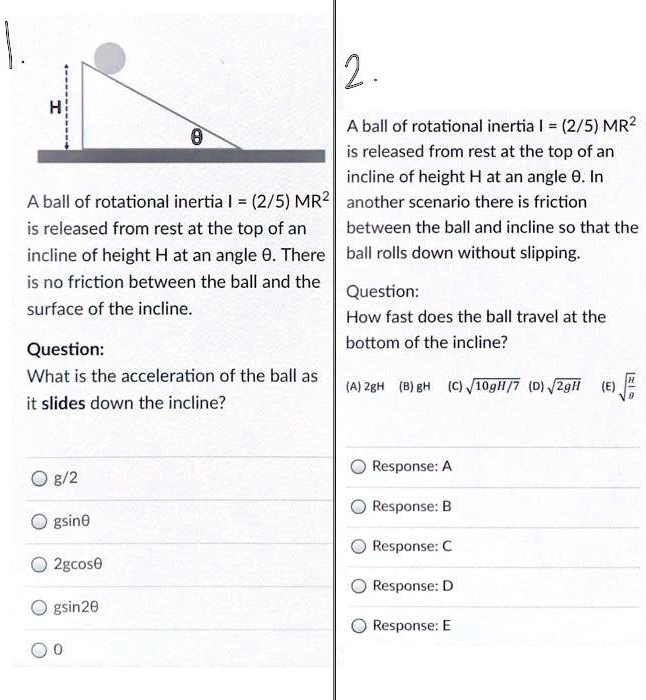 2 a ball of rotational inertia 25 mr is released from rest at the top ...
