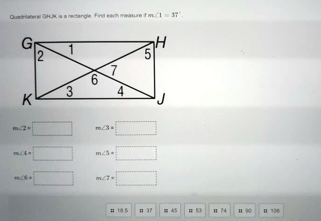 Quadrilateral GHJK is a rectangle. Find each measure if m?1...