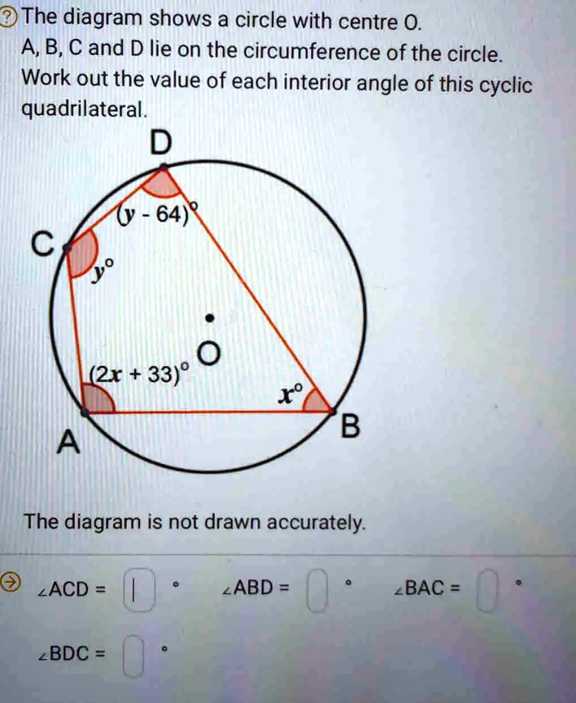 the diagram shows a circle with centre 0 a b c and d lie on the circumference of the circle work ...