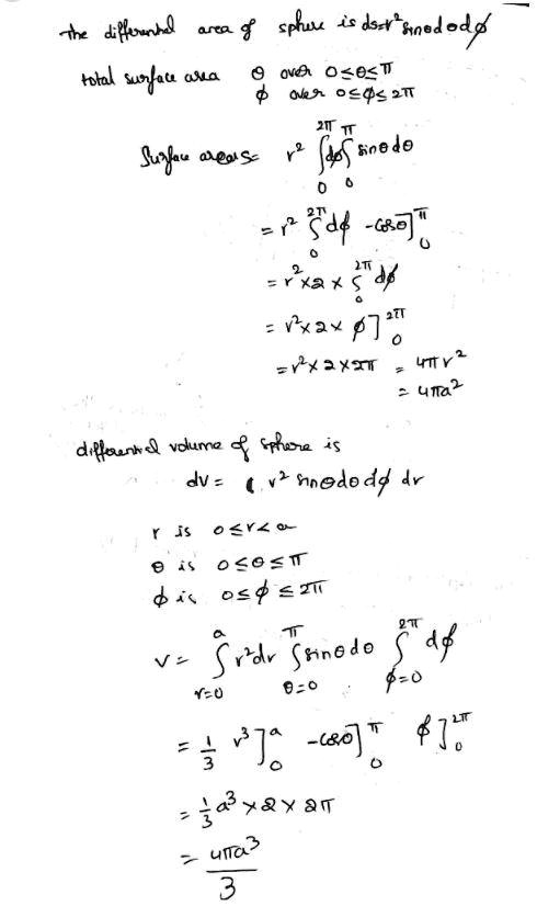 The differential area of sphere is ds = r^2 sinθ dθ dϕ total surface ...